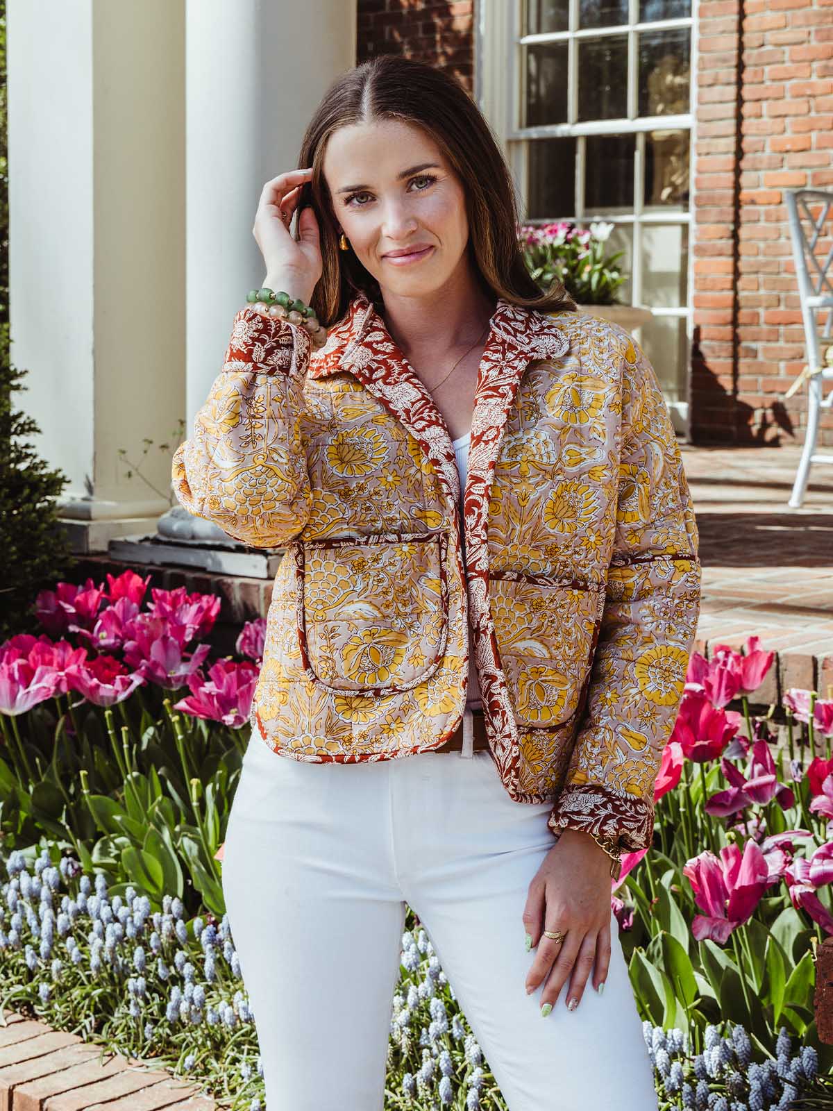 Peach Foster Floral Quilted Jacket | Joffa Marketplace