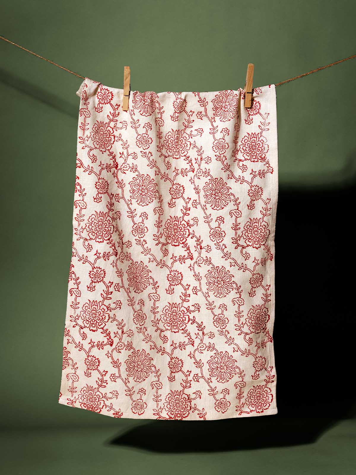 Gulbahar Red Linen Tea Towel | Joffa Marketplace